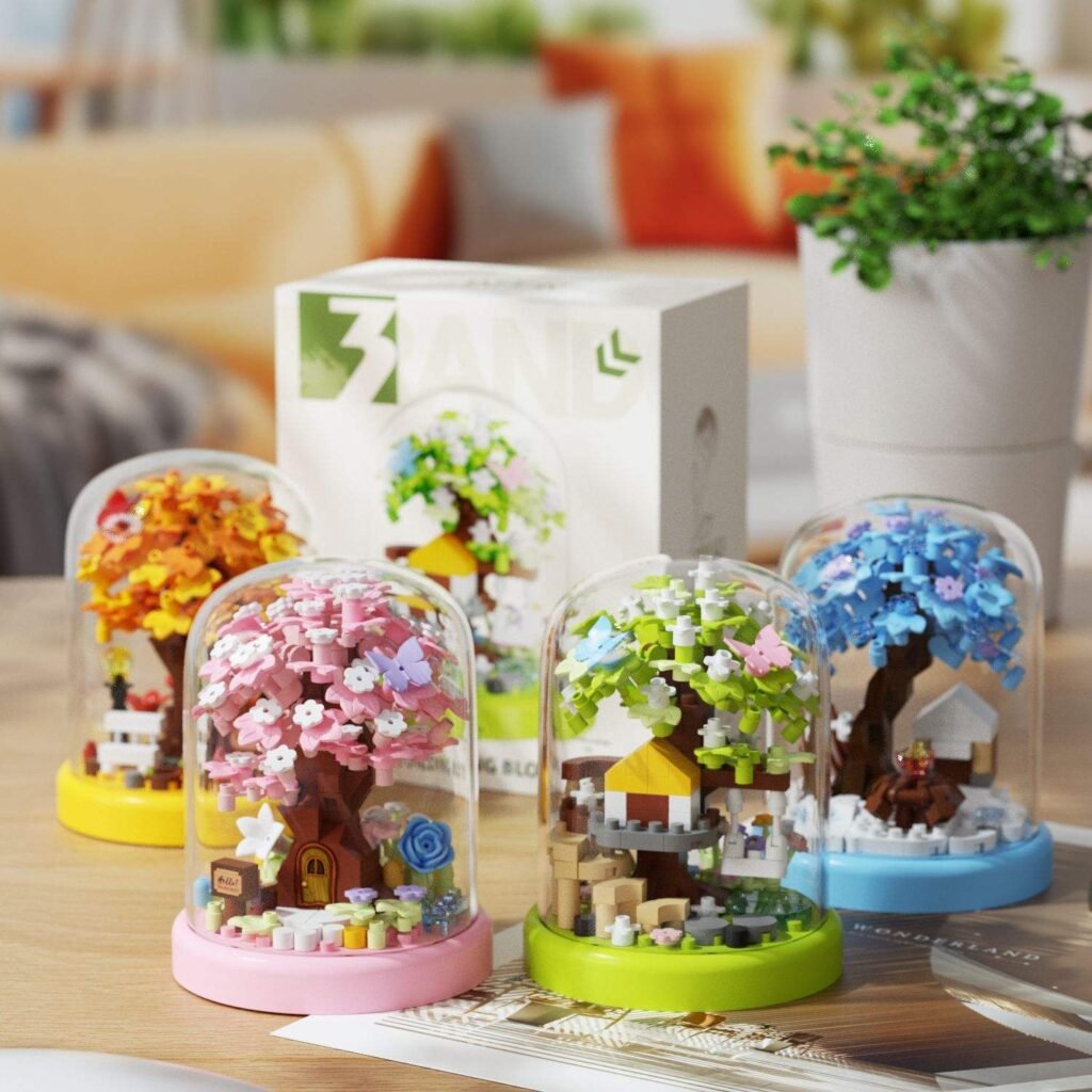 Four Seasons Cherry Blossoms Mini Tree Building Blocks Set (Green) – Derisu